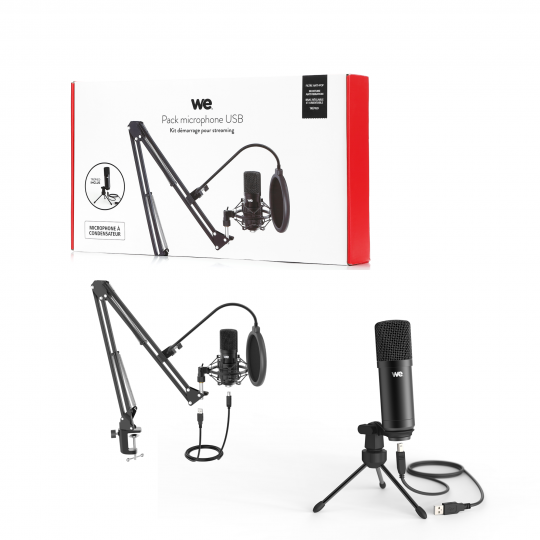 WE - Kit Microphone USB avec bras réglable et orientable